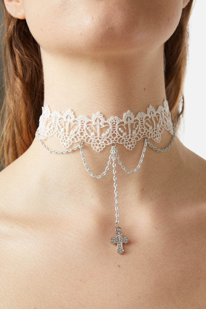Lace Cross Choker Dangerfield