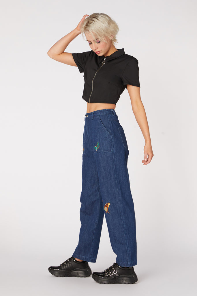 Dangerfield Punk Zip Up Twill Blouse