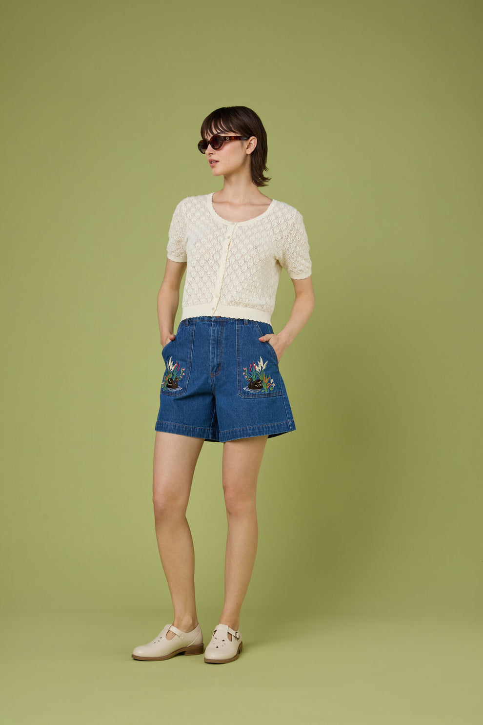 Swan Embroidered Denim Short – Dangerfield