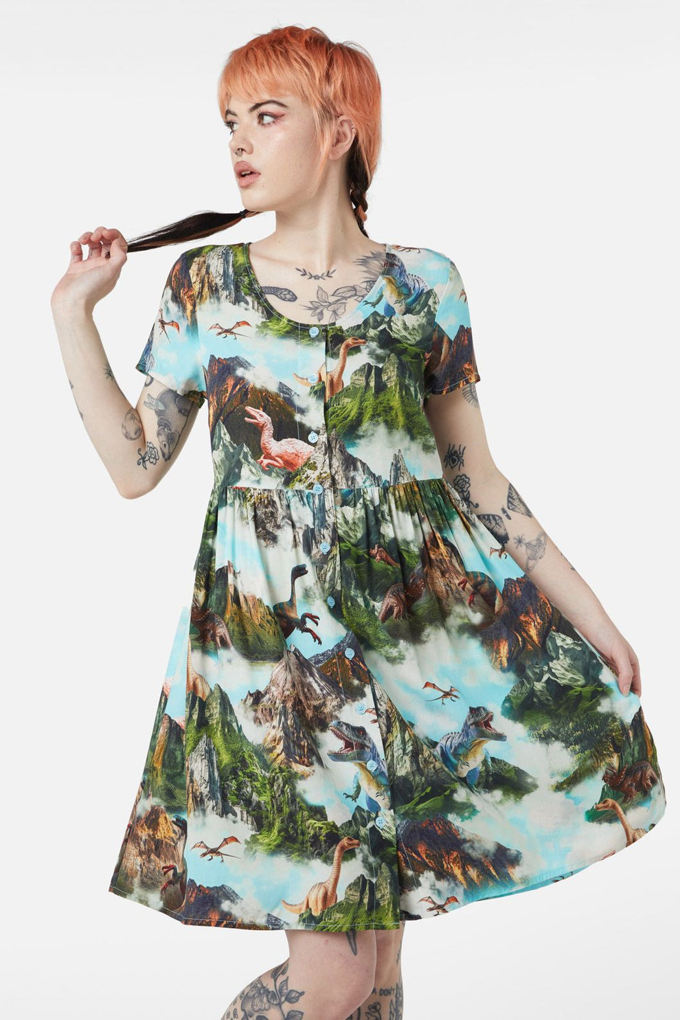 Triassic Scene Printed Dress – Dangerfield