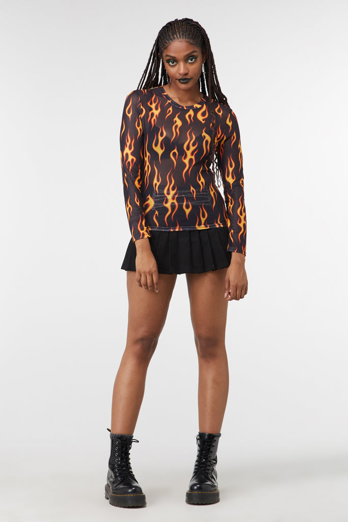 Dangerfield - On Fire Sheer Mesh Top